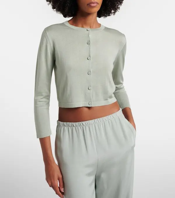 Max Mara Faretra Silk And Cashmere Cardigan - Green