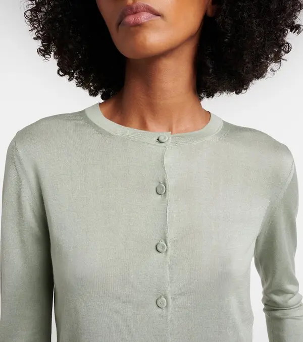 Max Mara Faretra Silk And Cashmere Cardigan - Green