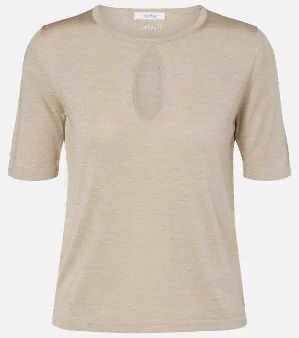 Max Mara Valido Silk And Cashmere Top - Beige