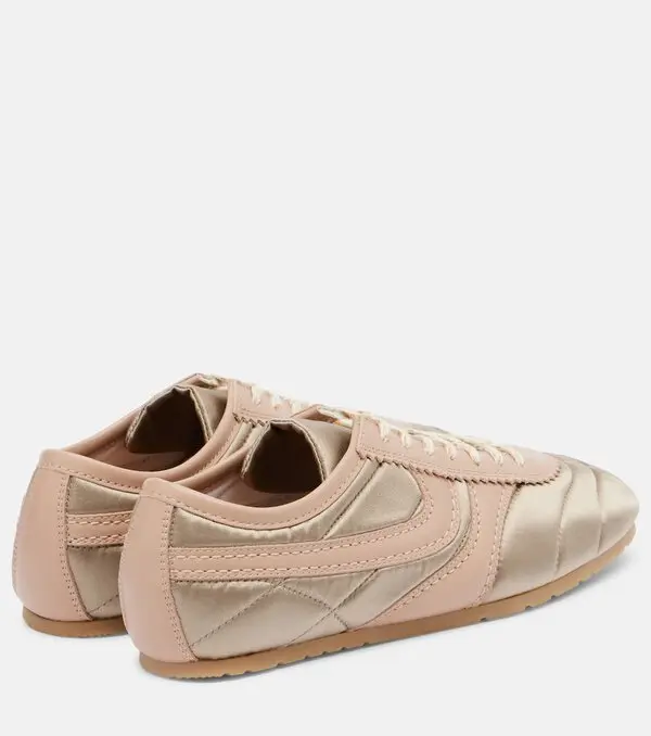 Dries Van Noten Leather-trimmed Satin Sneakers - Grey