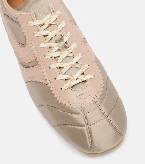 Dries Van Noten Leather-trimmed Satin Sneakers - Grey
