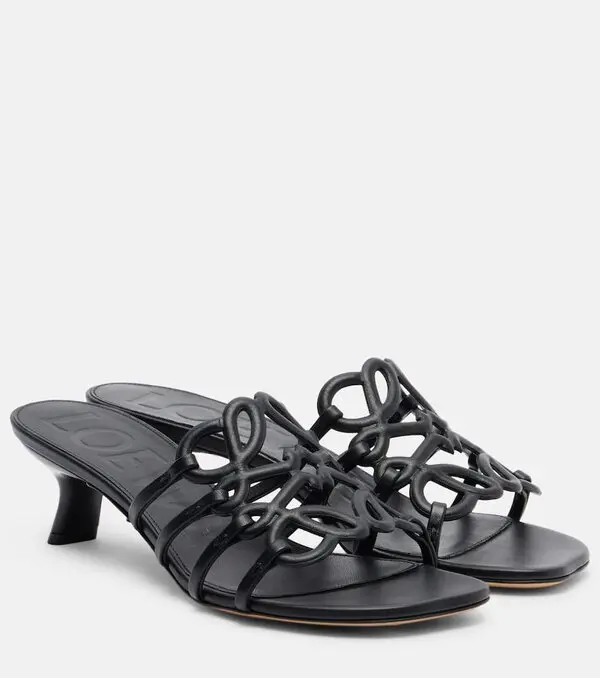 Loewe Petal Anagram Leather Mules