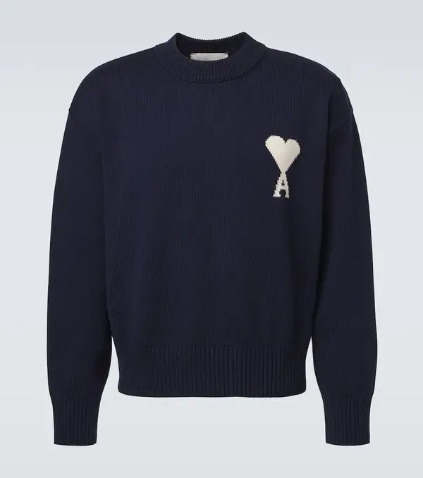 AMI Paris De Coeur Wool And Cotton Sweater