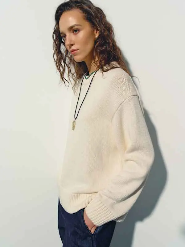REFORMATION Cove Cotton Oversized Crew Sweater - Ivory