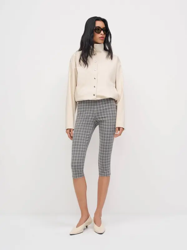 REFORMATION Jill Cropped Knit Pant Check