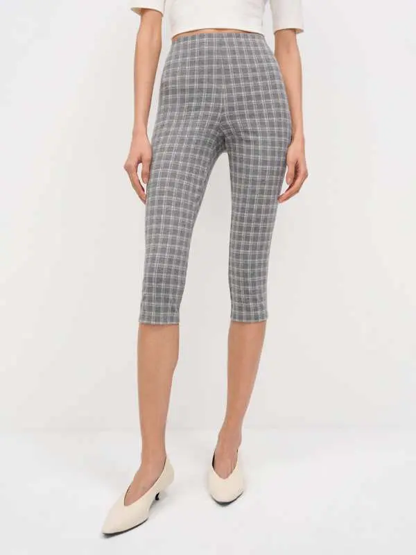 REFORMATION Jill Cropped Knit Pant Check