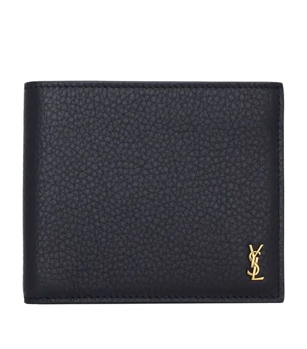 Saint Laurent Leather Cassandre Bifold Wallet - Blue