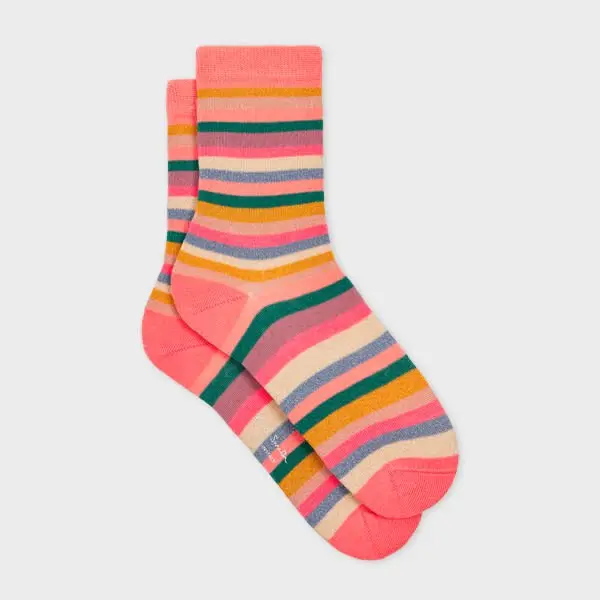 Paul Smith Glitter Stripe Crew Socks - Pink
