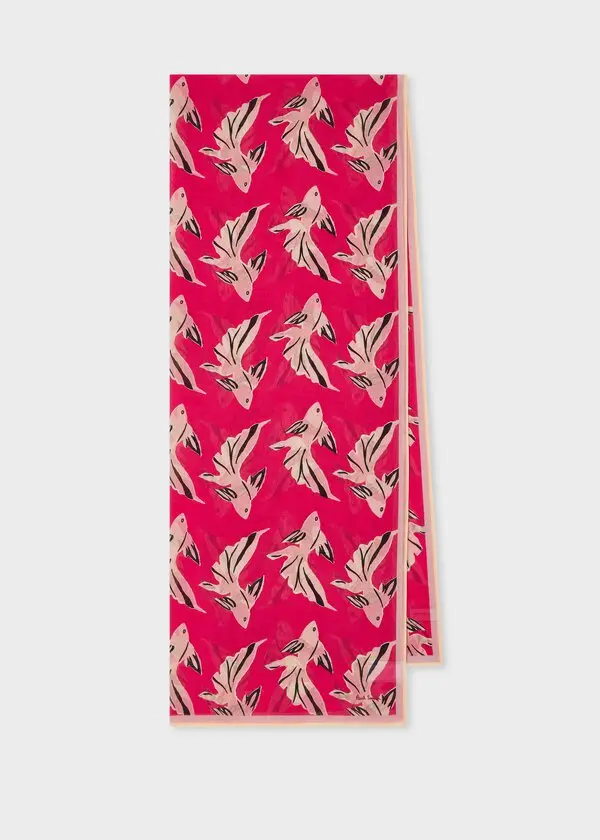Paul Smith Bright 'le Peche Fish' Cotton Scarf