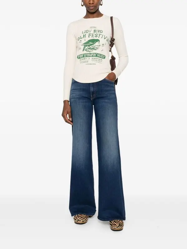 MOTHER The Hustler Roller Sneak Denim Jeans - Blue