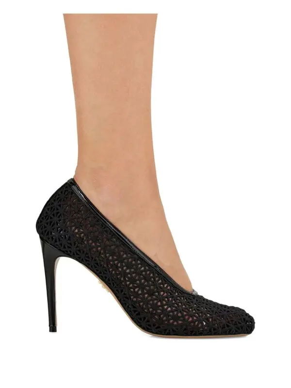 FERRAGAMO Macramé Pumps - Black