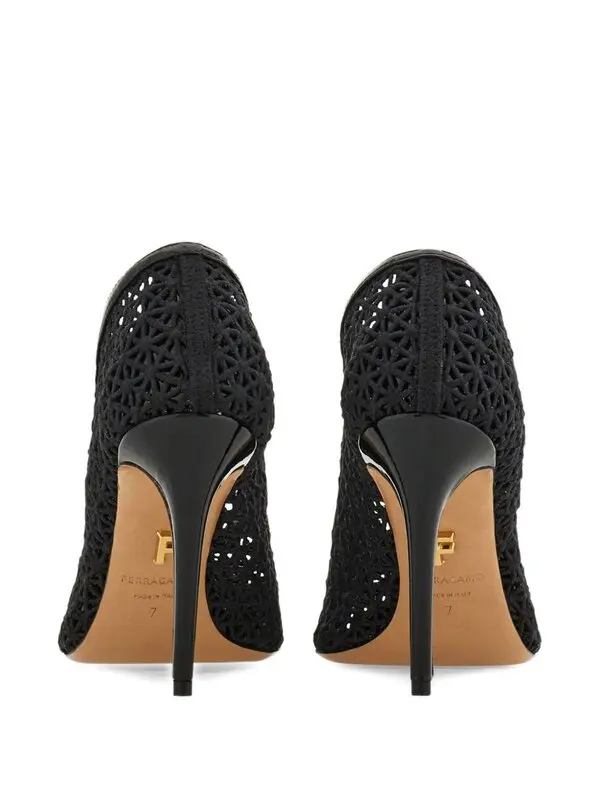 FERRAGAMO Macramé Pumps - Black