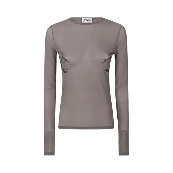 JEAN PAUL GAULTIER Mesh Crewneck Long-sleeve Top