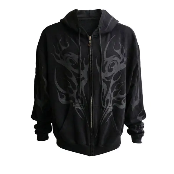HELLSTAR Tribal Flame Zip Up - Black