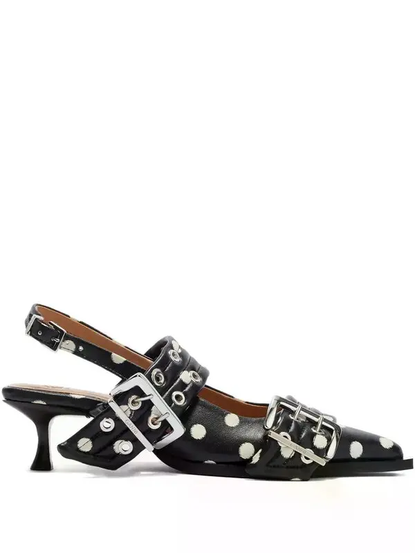 GANNI Polka-dot Buckle Pumps - Black