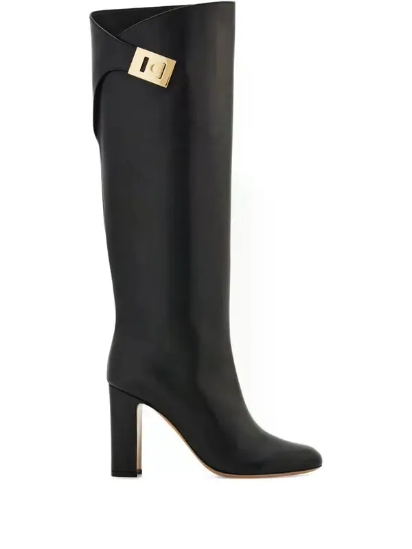 FERRAGAMO 90mm Buckle-detail Knee-high Boots - Black