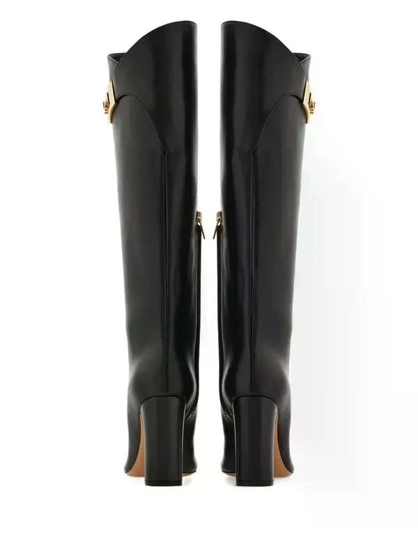 FERRAGAMO 90mm Buckle-detail Knee-high Boots - Black