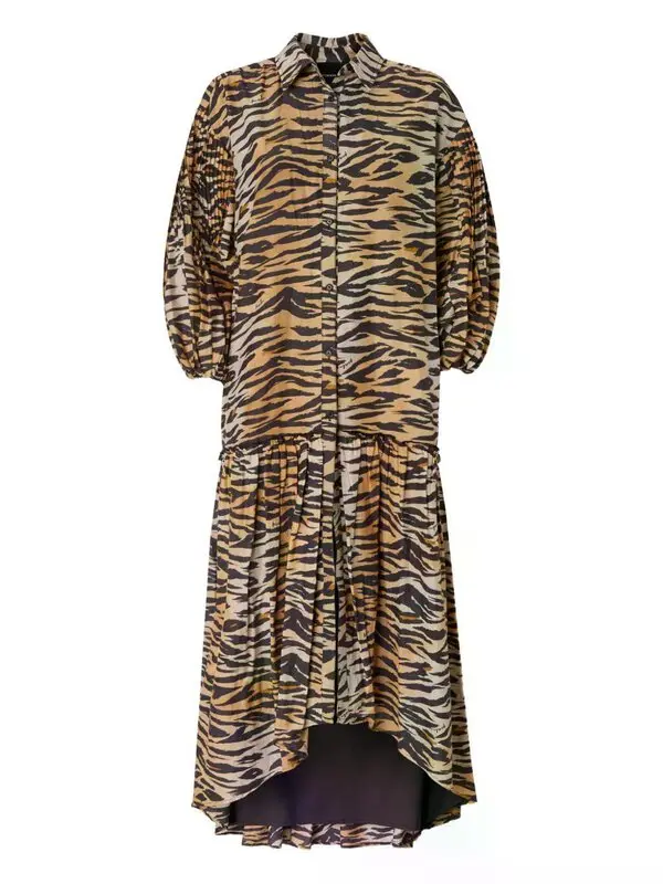 Pinko Tiger Print Cotton And Silk Maxi Dress