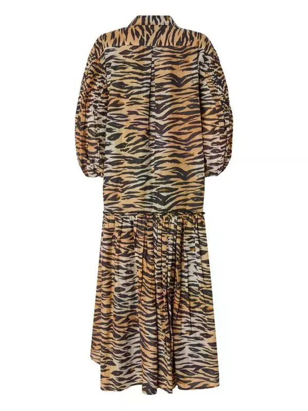 Pinko Tiger Print Cotton And Silk Maxi Dress