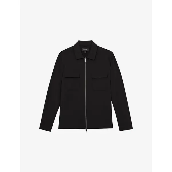 REISS Ascend Long-sleeved Stretch-woven Shirt - Black