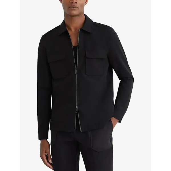REISS Ascend Long-sleeved Stretch-woven Shirt - Black