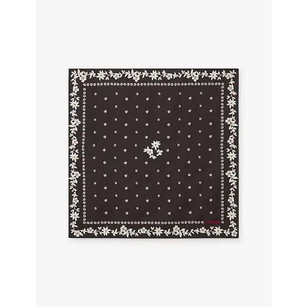 Claudie Pierlot Printed Square Silk Scarf - Black