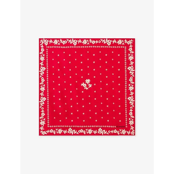 Claudie Pierlot Printed Square Silk Scarf - Red