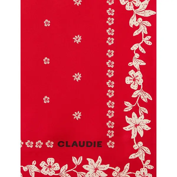 Claudie Pierlot Printed Square Silk Scarf - Red