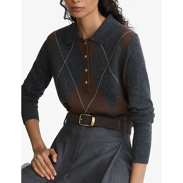 REISS Curved-buckle Suede Belt - Grey