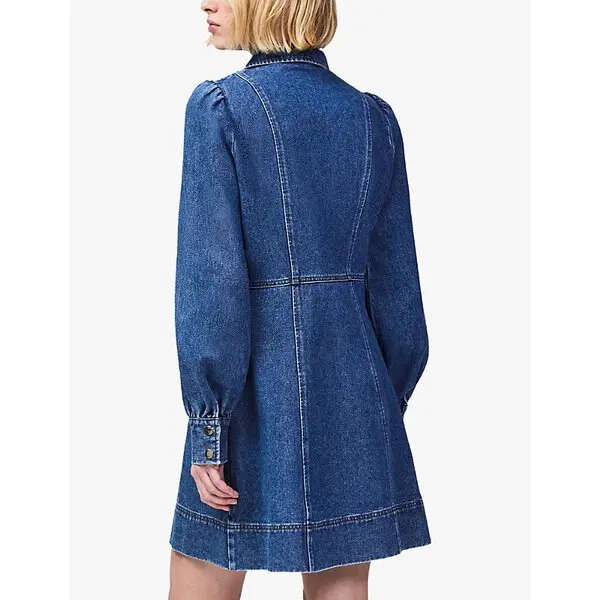 RO&ZO Zip-front Panelled Denim Mini Dress