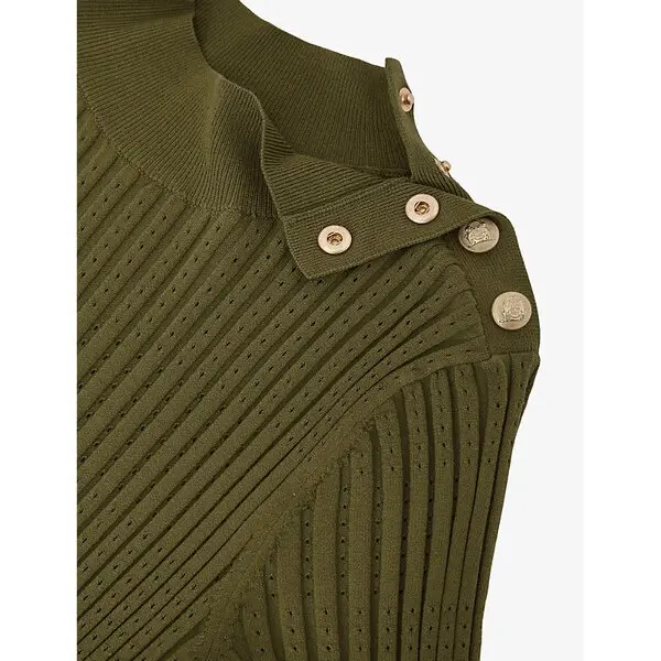REISS Harriet Short-sleeved Knitted Midi Dress - Green