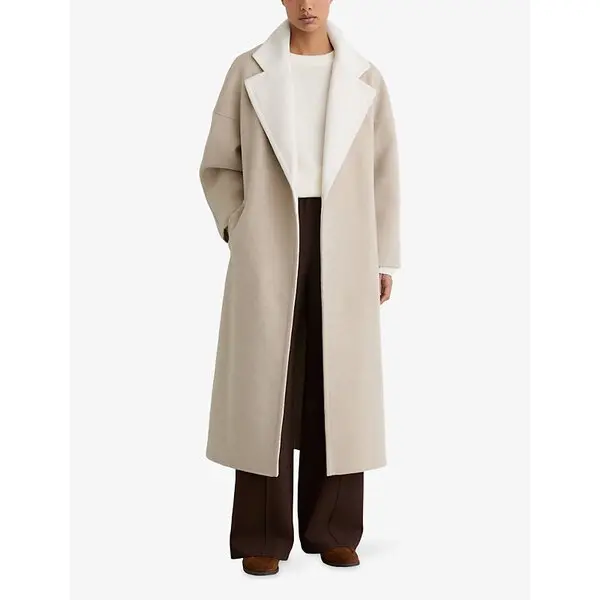 REISS Marcela Contrast-lapel Wool Coat