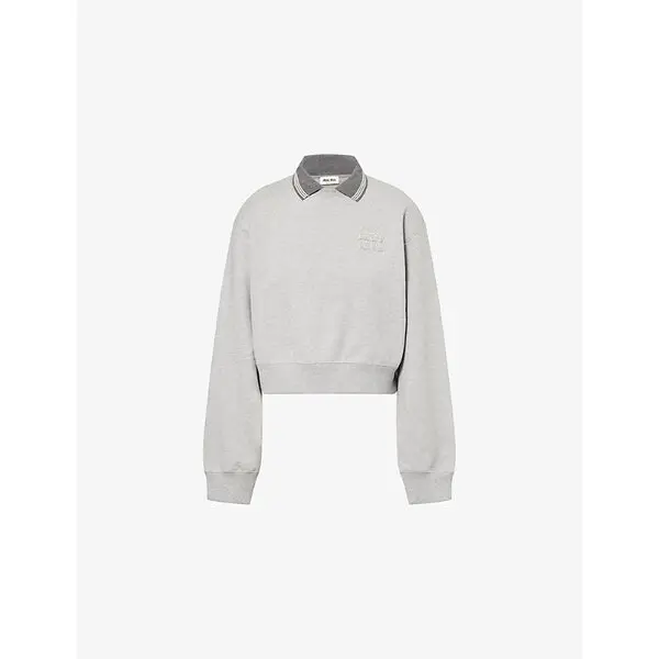 Miu Miu Contrast-stripe Collared Cotton Sweatshirt