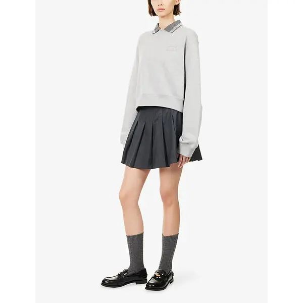 Miu Miu Contrast-stripe Collared Cotton Sweatshirt