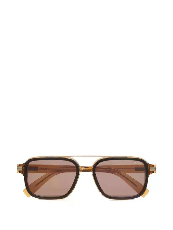 Zegna Square Frame Sunglasses - Brown