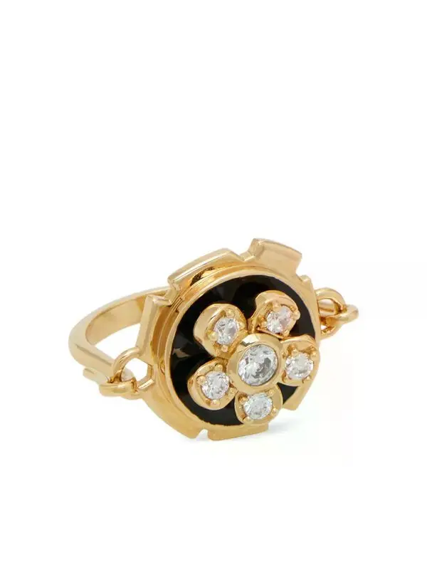 FERRAGAMO Crystal Flower Ring - Gold