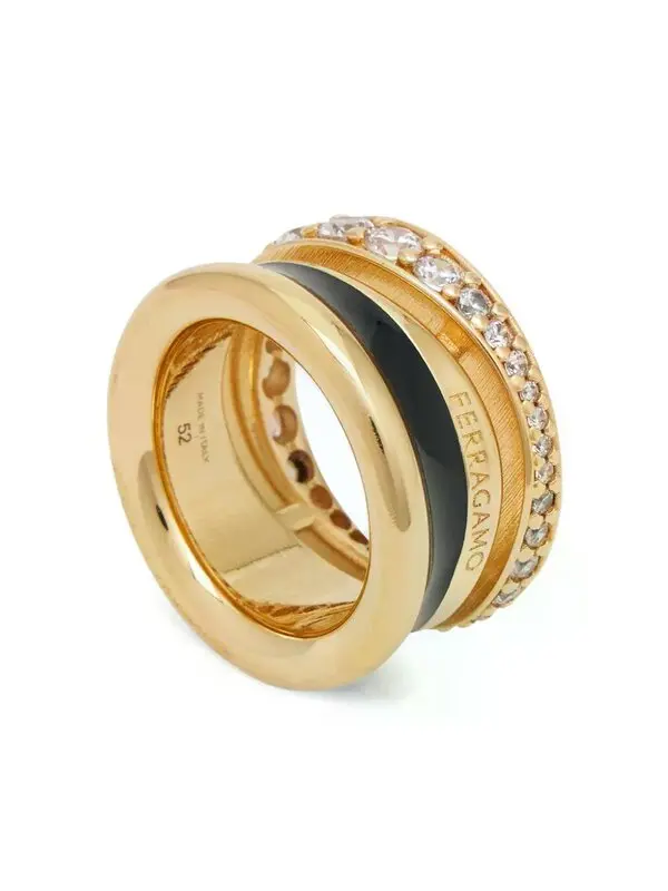 FERRAGAMO Crystal Enamel Band Ring