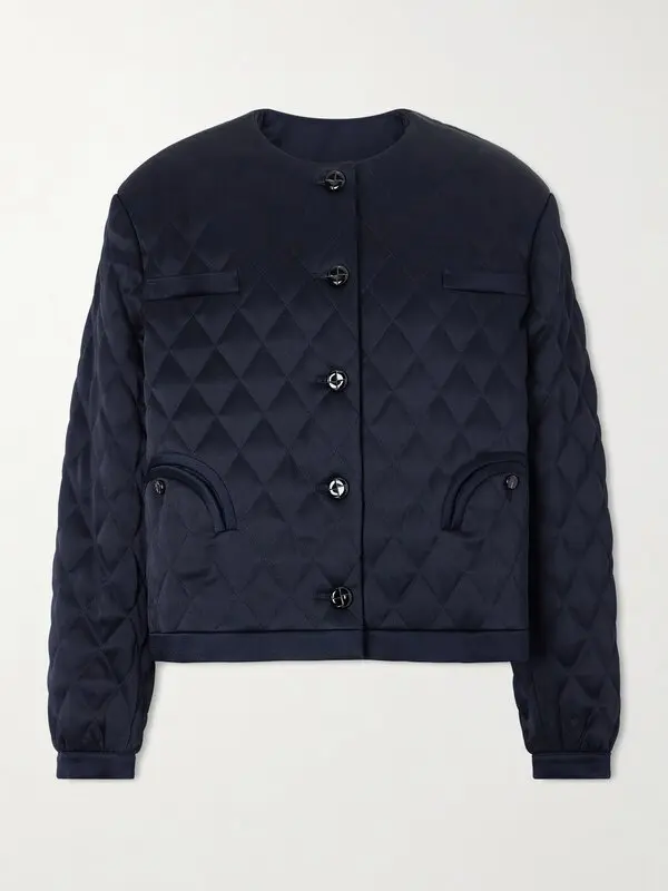 BLAZÉ MILANO Gliss Cropped Quilted Satin Jacket - Blue