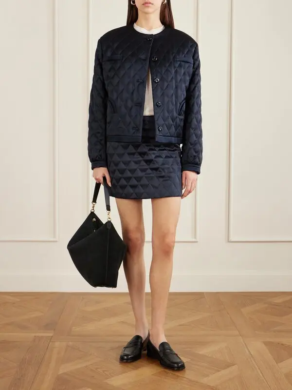 BLAZÉ MILANO Gliss Cropped Quilted Satin Jacket - Blue