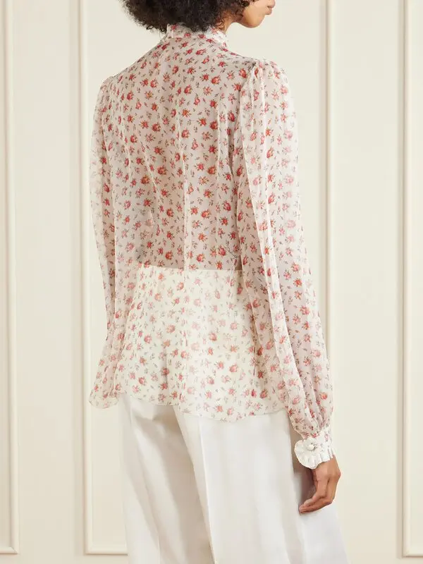 Dolce & Gabbana Floral-print Silk-blend Chiffon Blouse