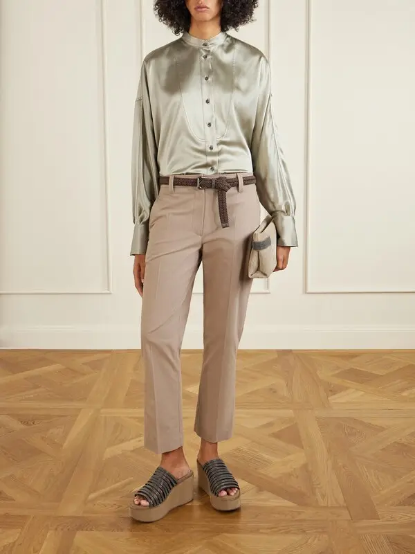 Brunello Cucinelli Embellished Suede Platform Mules