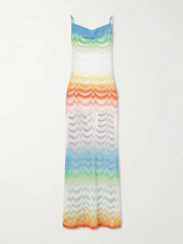 Missoni Striped Metallic Crochet-knit Coverup - Neutrals