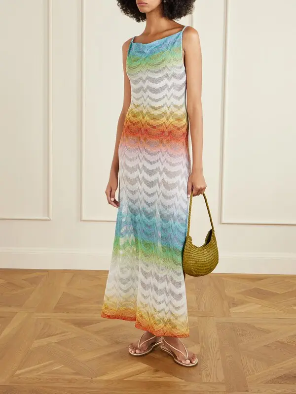 Missoni Striped Metallic Crochet-knit Coverup - Neutrals