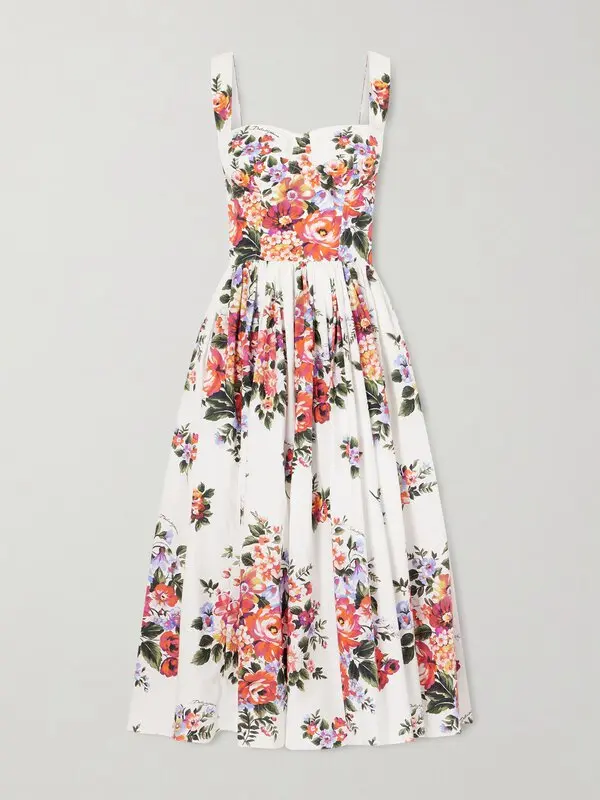 Dolce & Gabbana Floral-print Cotton-poplin Midi Dress