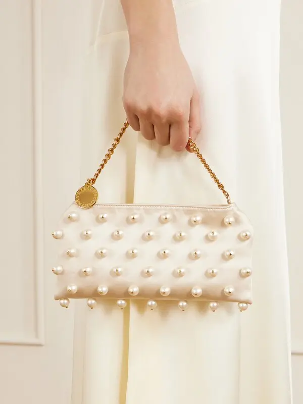 Stella McCartney Falabella Mini Embellished Satin Shoulder Bag