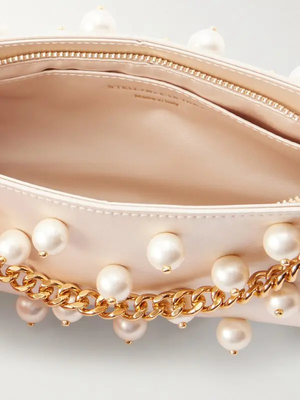 Stella McCartney Falabella Mini Embellished Satin Shoulder Bag - Neutrals