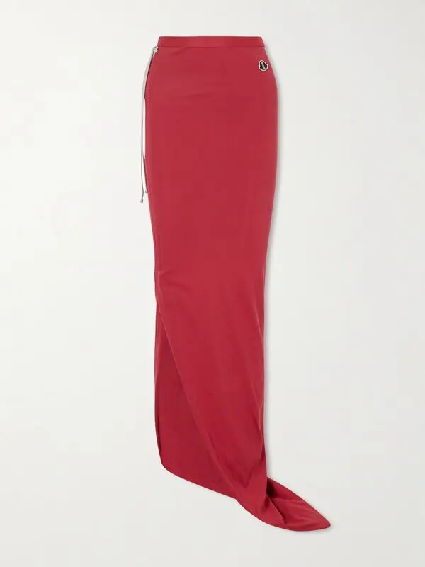Rick Owens Moncler + Appliquéd Cotton-jersey Maxi Skirt - Red