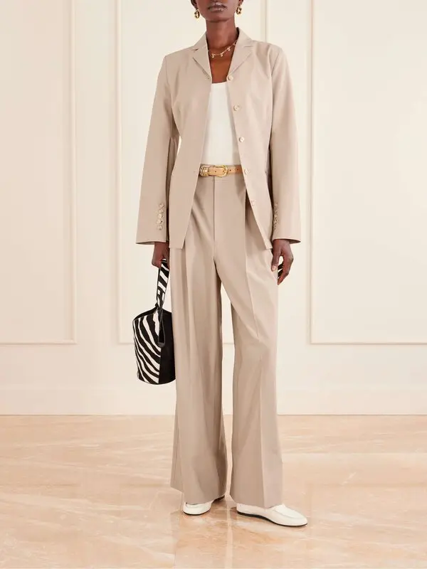 KALLMEYER Fatima Pleated Wool-blend Wide-leg Pants