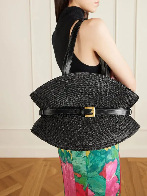 Balmain Shuffle Medium Raffia Shoulder Bag