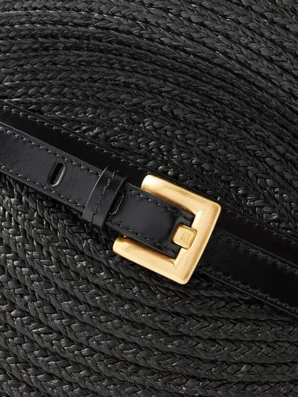 Balmain Shuffle Medium Raffia Shoulder Bag